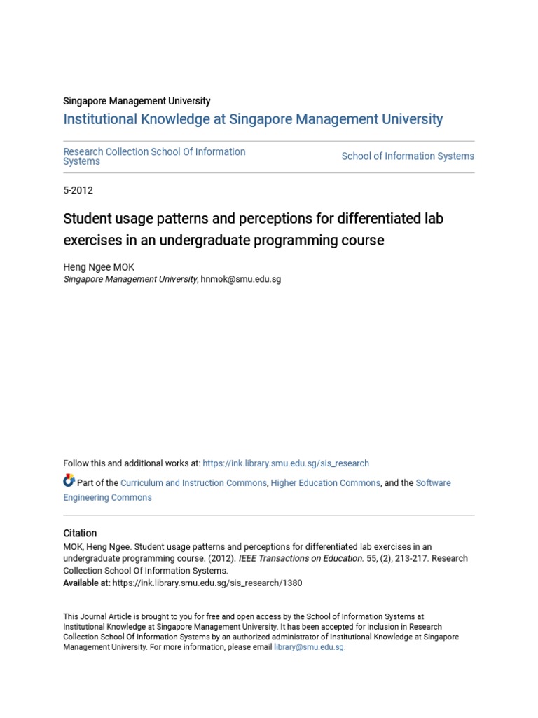 Student Usage Patterns and Perceptions For Differentiated Lab Exercises ... Student Usage Patterns and Perceptions For Differentiated Lab Exercises ...