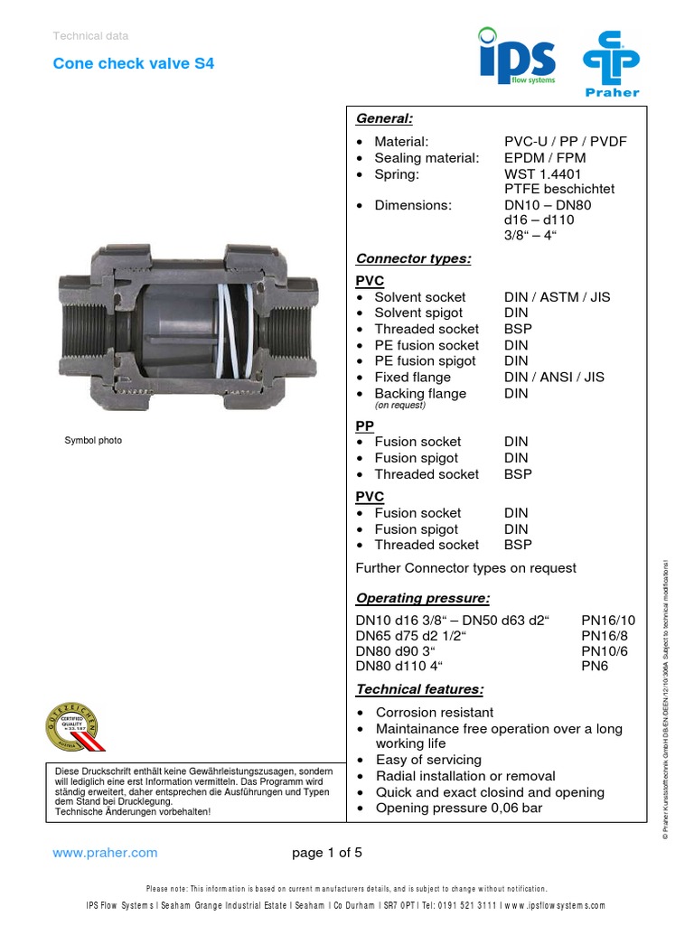 S4 Check Valve PVC PP PVDF | PDF