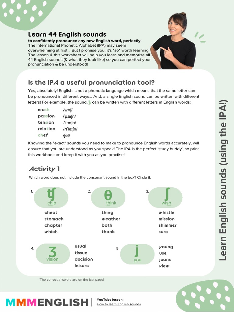 Learn The Sounds of English IPA Workbook FILLABLE | PDF