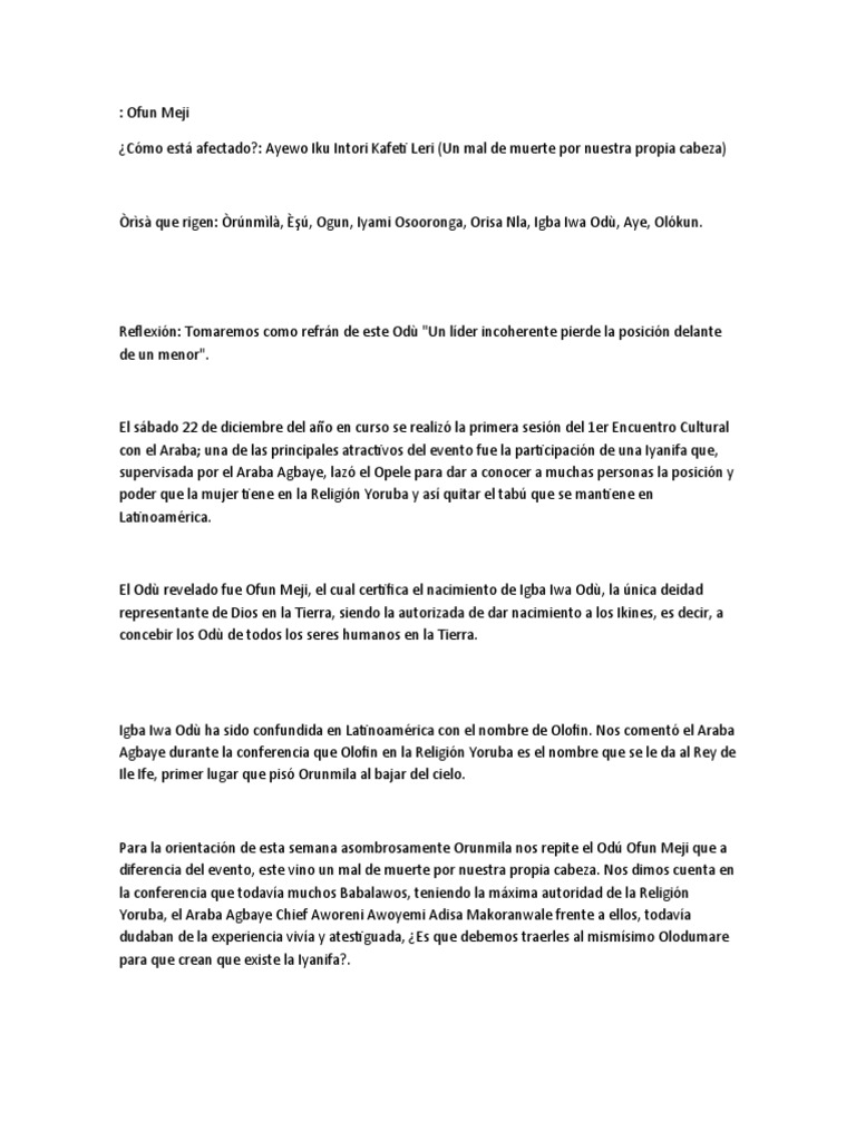 Guia Ofun Meji | PDF