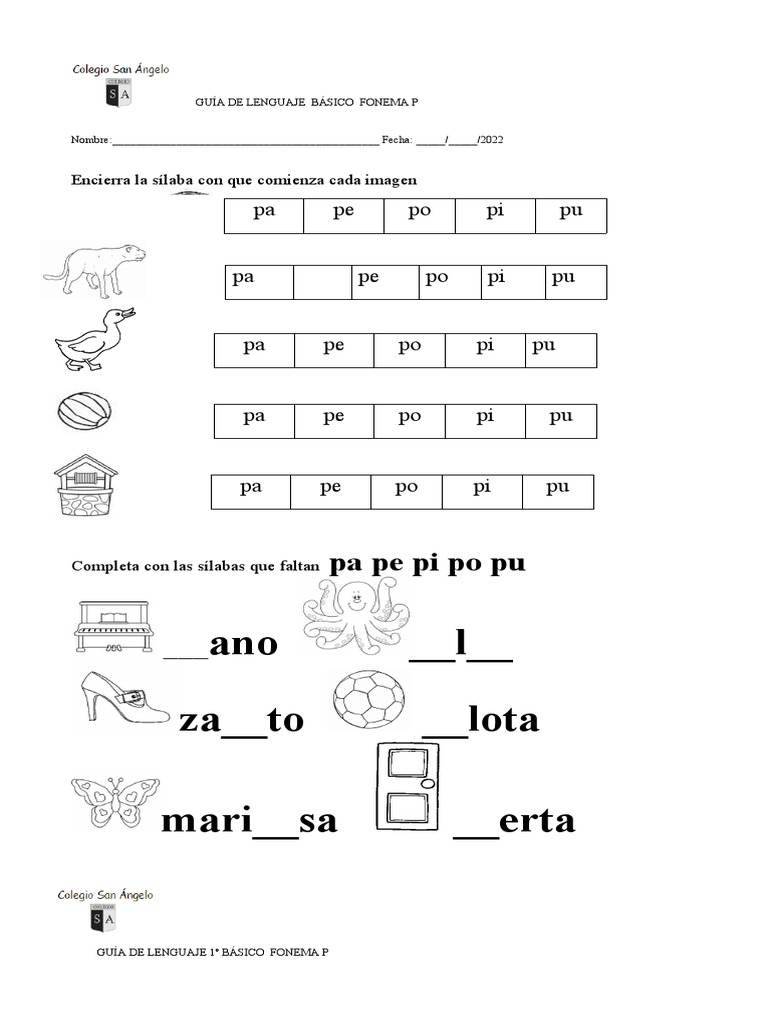 Guía Fonema P | PDF