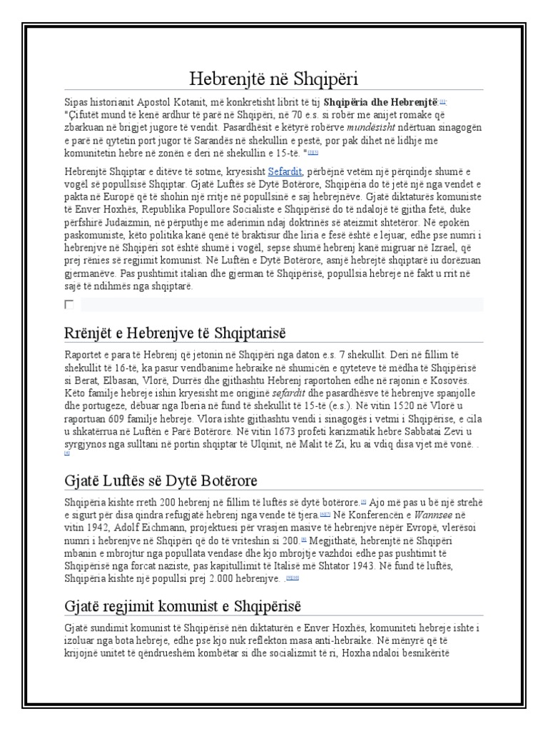 Hebrenjtë në Shqipëri | PDF