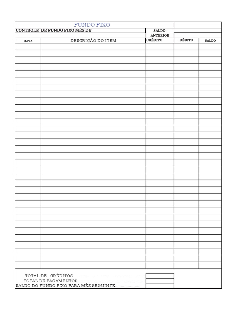 Formulário de Fundo Fixo - Sindico | PDF