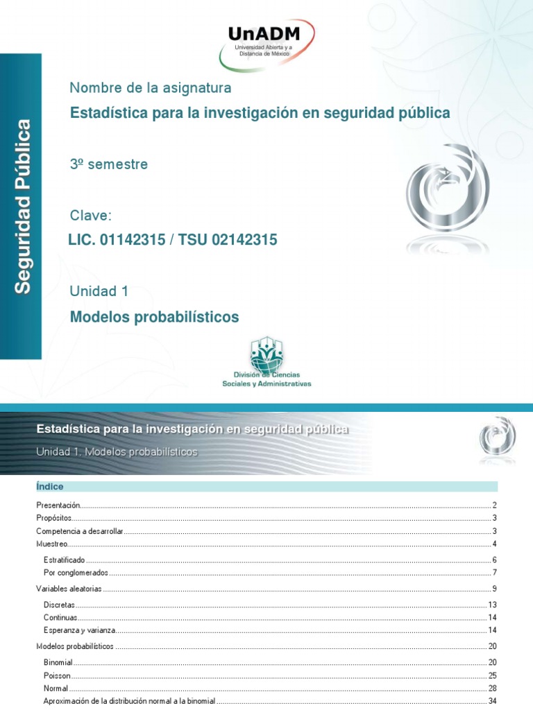 SESP U1 Contenido | PDF | Muestreo (Estadísticas) | Probabilidad