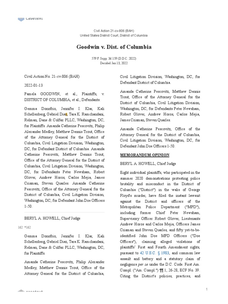 Goodwin v. Dist. of Columbia | PDF | Law