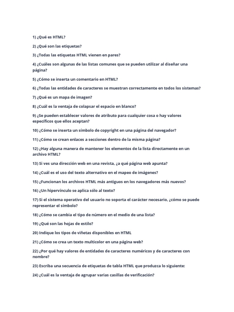 Cuestionario de HTML | PDF