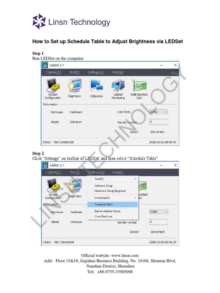 Set Up LED Brightness Schedule Guide | PDF | Information Technology ...