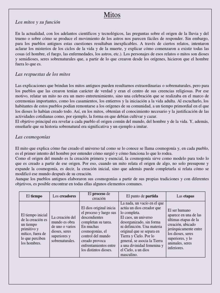 Mitos y cosmogonías | PDF | Mitos de la creación | Creencia religiosa y doctrina