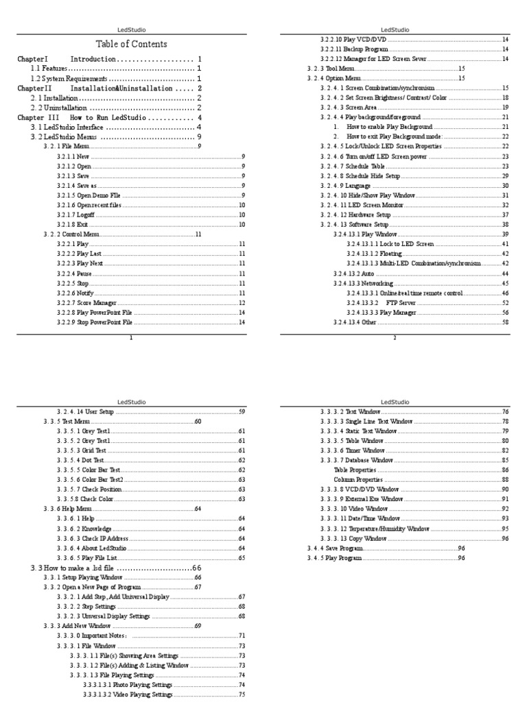LedStudio User's Manual 11.72 | PDF | Menu (Computing) | Icon (Computing)