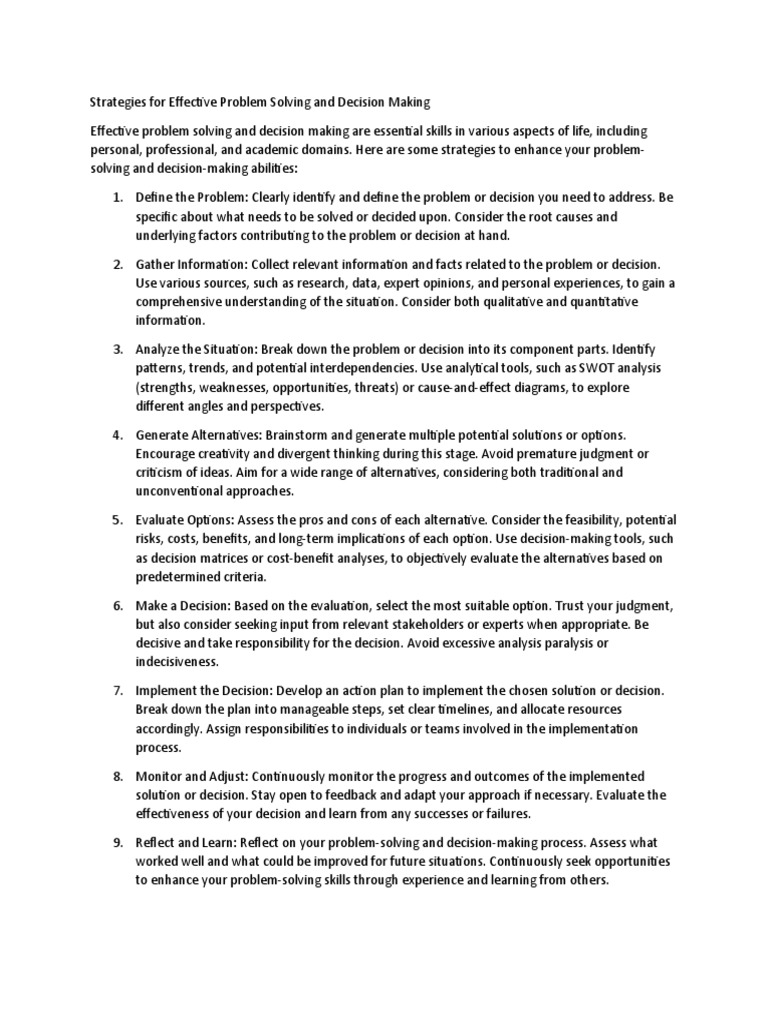 Strategies For Effective Problem Solving and Decision Making | PDF | Decision Making | Creativity