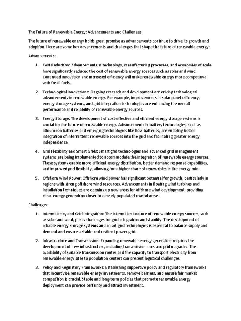 The Future of Renewable Energy | PDF | Renewable Energy | Wind Power