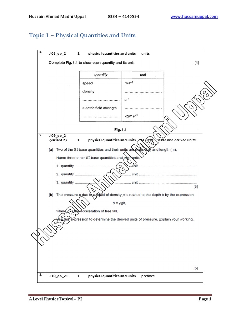 Physical Quantities and Units | PDF | International System Of Units | Physical Quantities