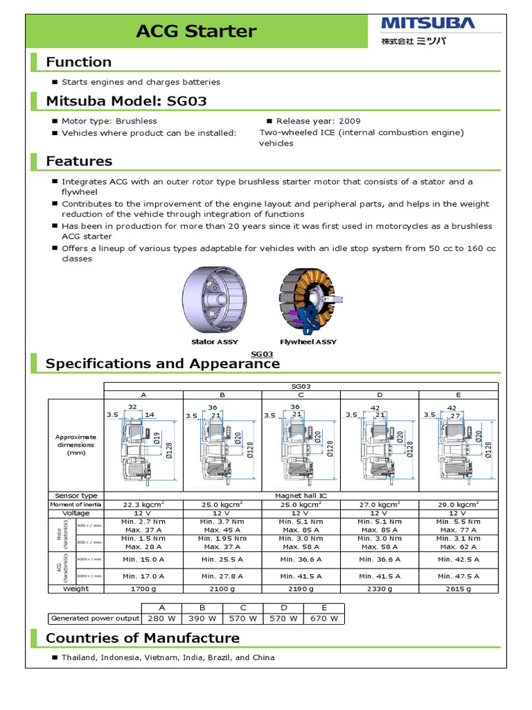 ACG Starter | PDF | Electric Motor | Electrical Components