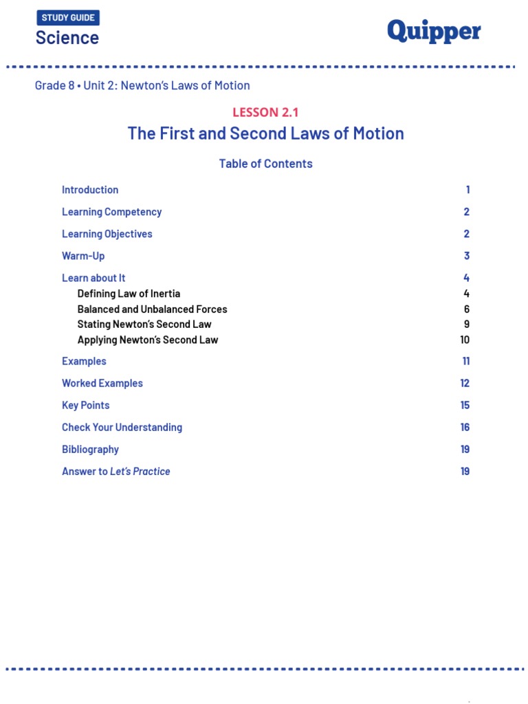 Me Sci 8 q1 0201 SG | PDF | Force | Mass