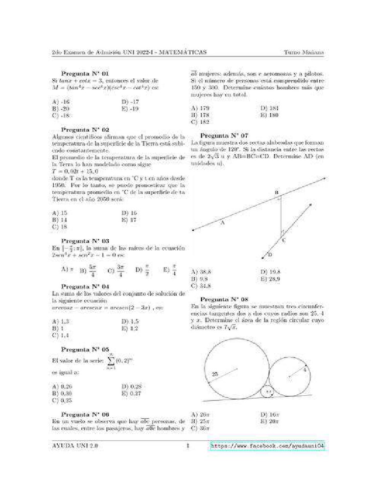 Examen de Admision | PDF