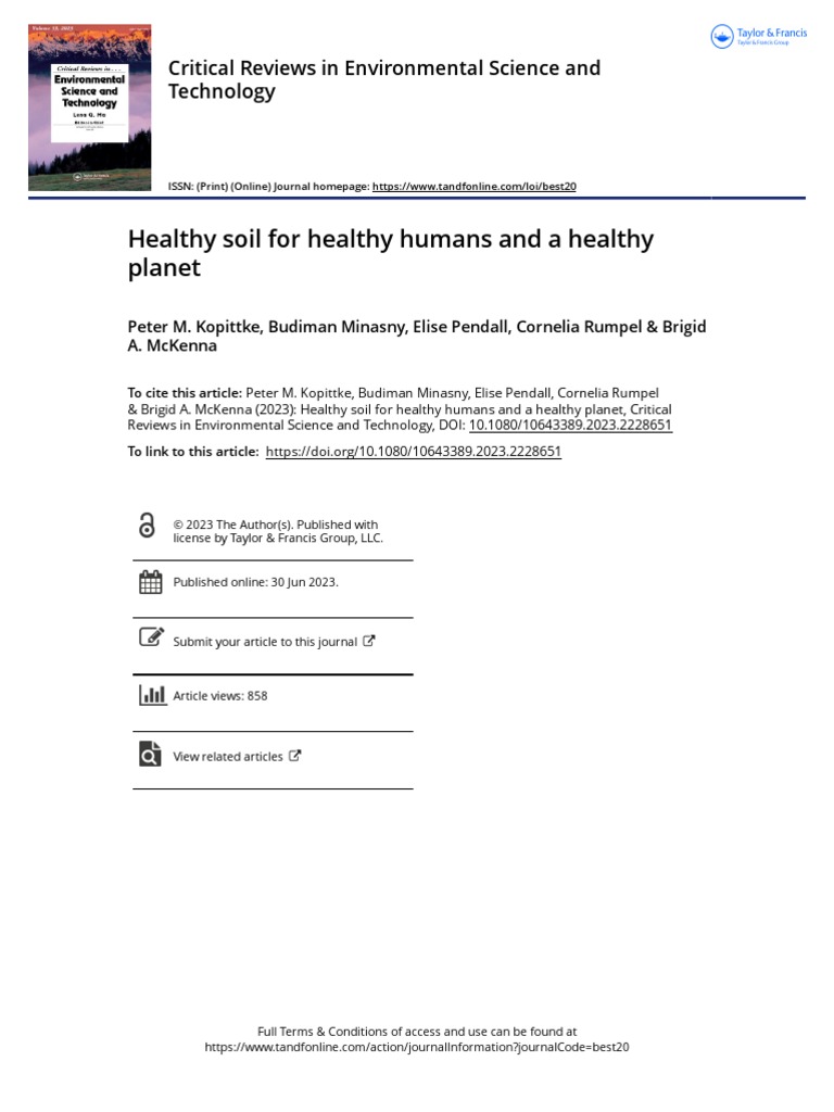 Healthy Soil For Healthy Humans and A Healthy Planet | PDF | Soil ...