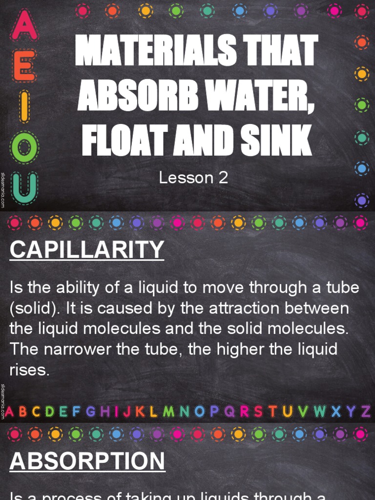 Grade 4 - Lesson 2 - MATERIALS THAT ABSORB WATER, FLOAT AND SINK | PDF