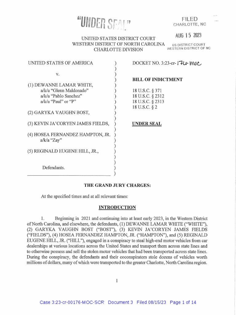 Bill of Indictment: Garyka Bost Case | PDF