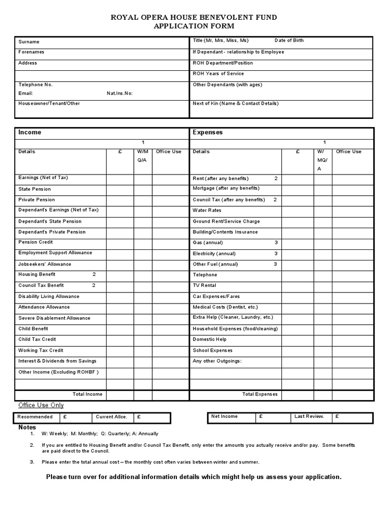 Benevolent Fund Application Form | PDF
