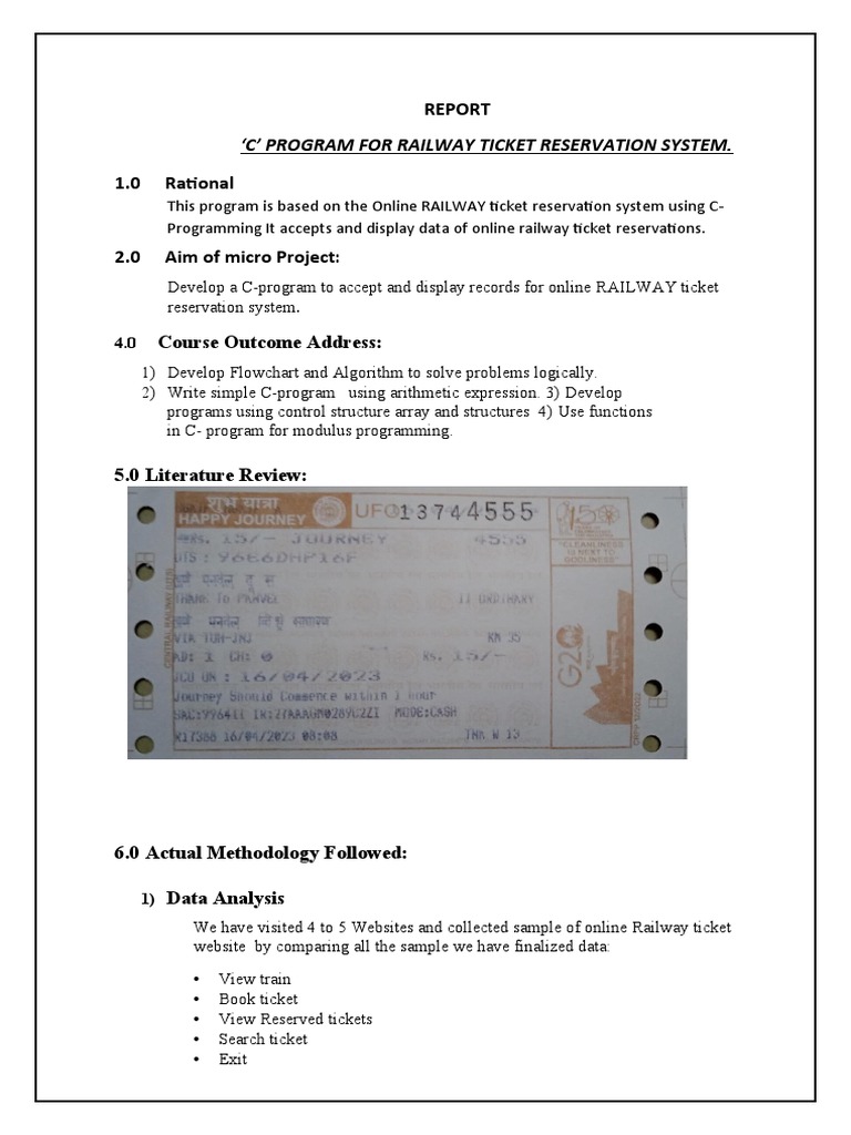 C' Program For Railway Ticket Reservation System | PDF | Algorithms | C (Programming Language)