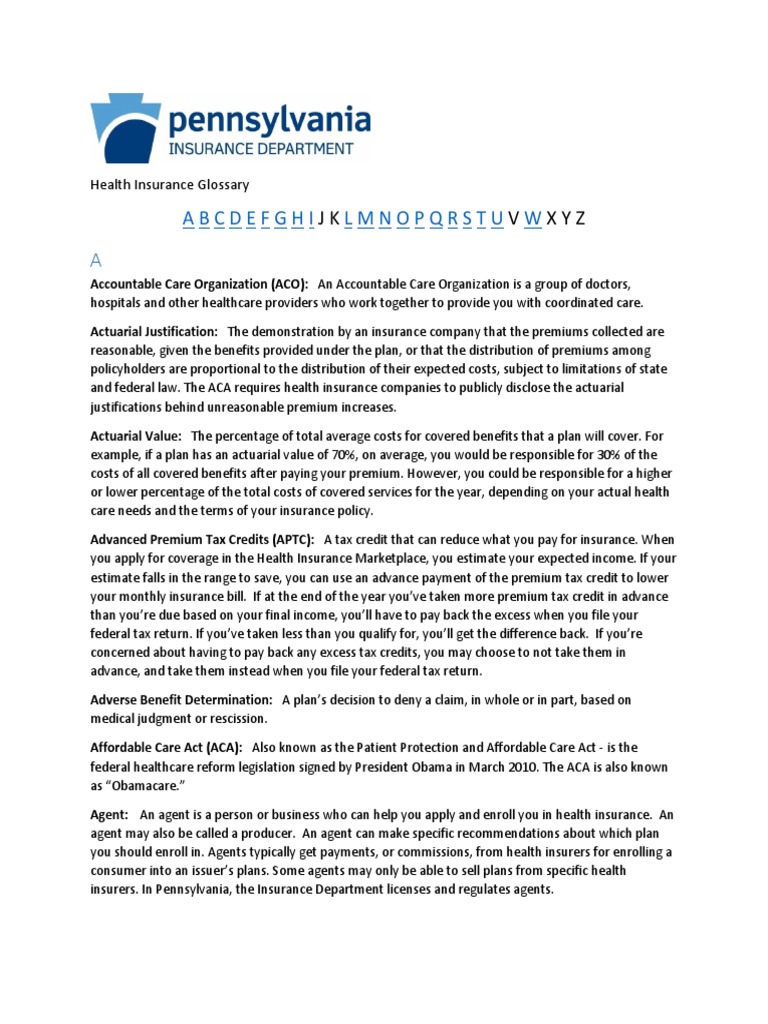 Health Insurance Glossary | PDF | Medicare (United States) | Insurance