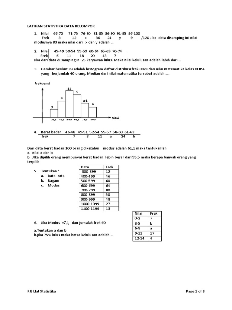 Latihan Statistika Data Kelompok | PDF