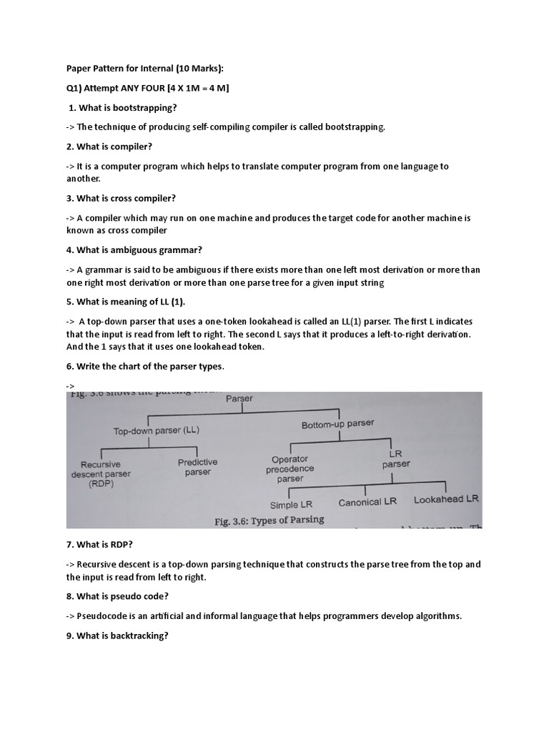 Compiler Construction Question Bank | PDF