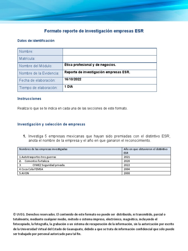 Reporte - Investigacion - ESR | PDF | Business | Estilo apa
