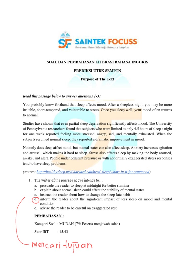 Pembahasan Soal - Literasi B. Inggris - Purpose of The Text | PDF