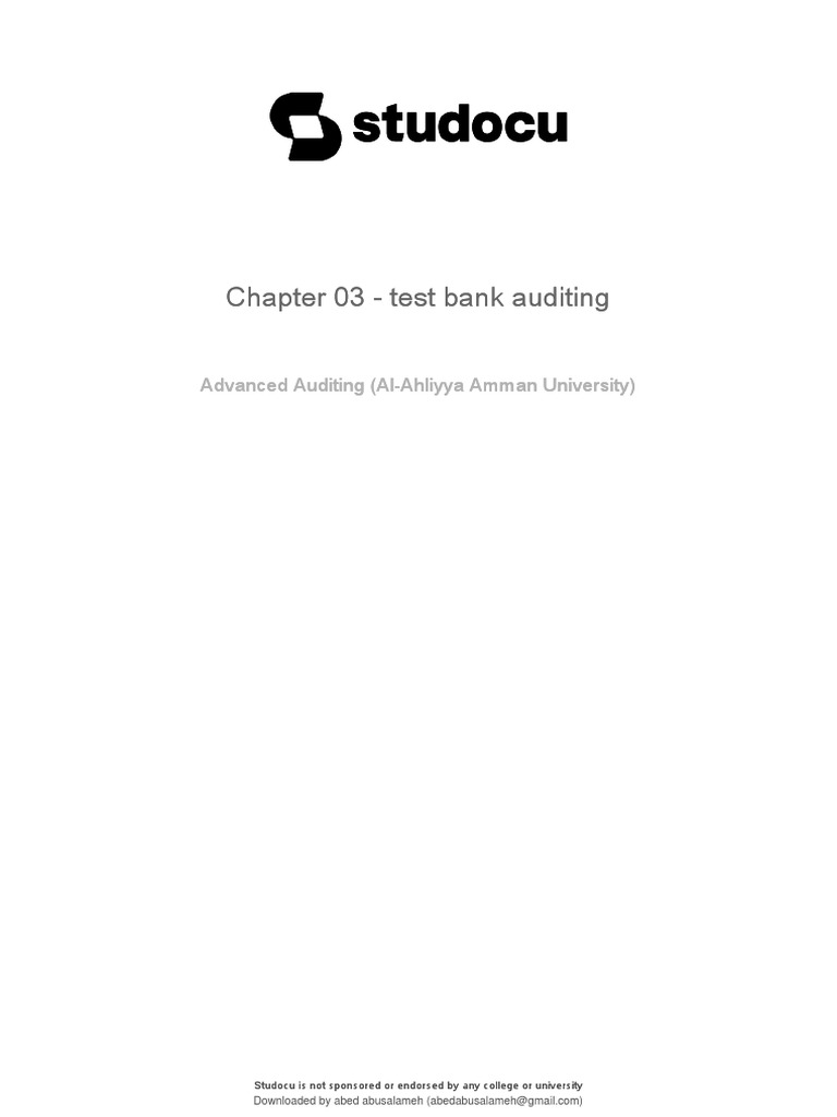 Chapter 03 Test Bank Auditing | PDF | Auditor's Report | Financial Audit
