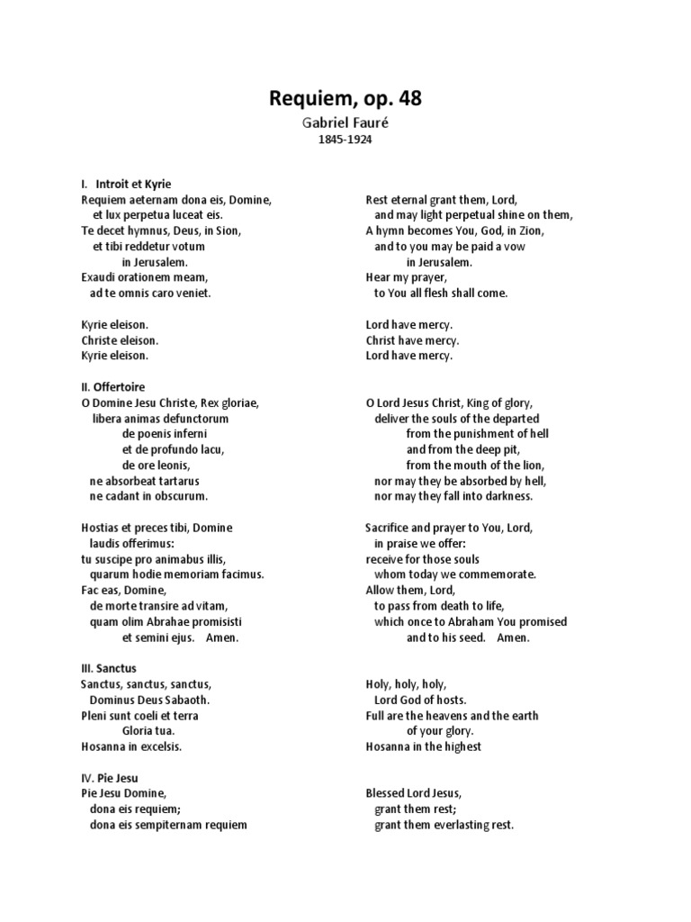 Faure Requiem Text Translation | PDF | Worship | Christian Worship And ...