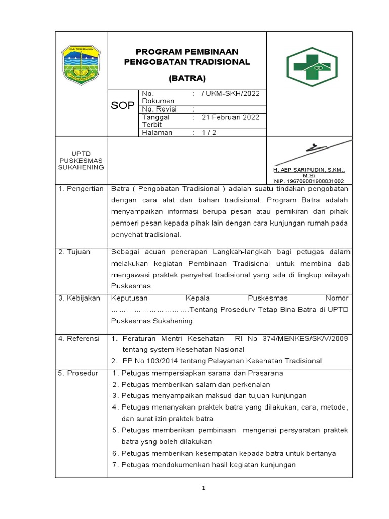 1. SOP PROGRAM BINA BATRA | PDF