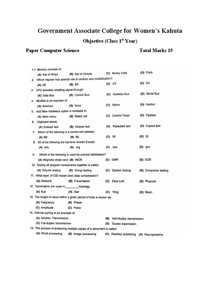 1st Year (Obj) | PDF