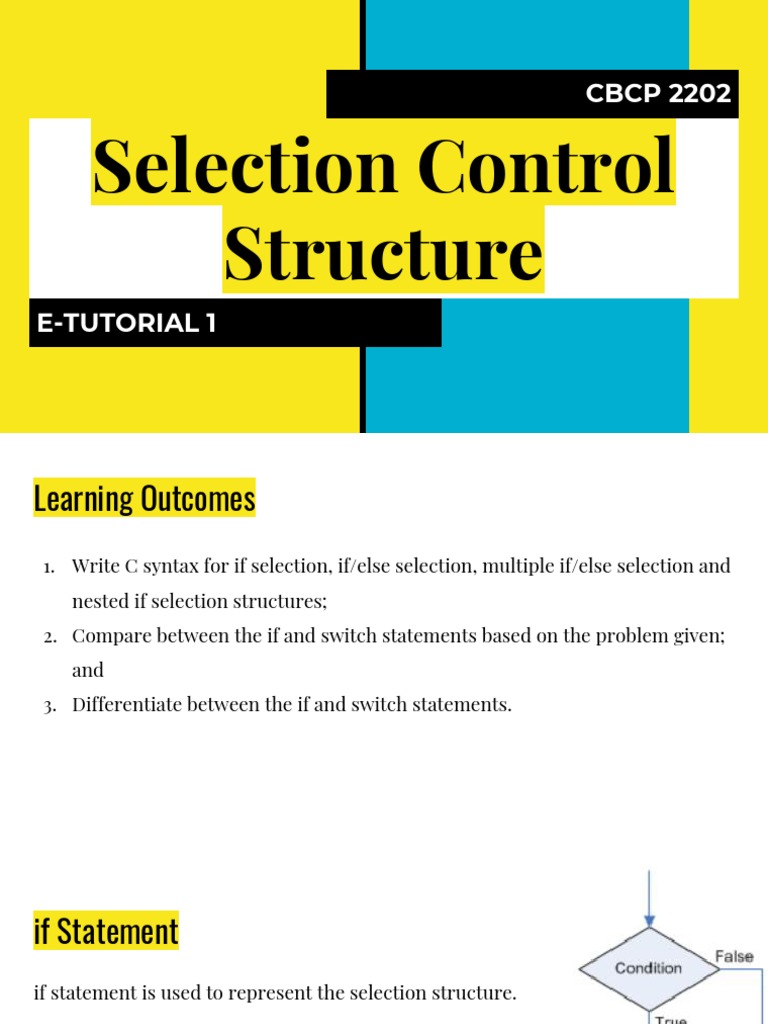 Cbcp2202 E Tutorial 1 Selection Control Structure Pdf