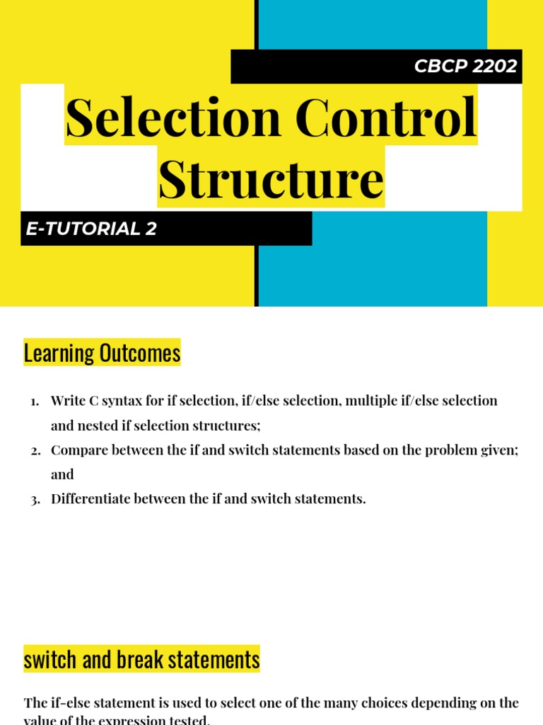 CBCP2202 E-Tutorial 2 Selection Control Structure | PDF CBCP2202 E-Tutorial 2 Selection Control Structure | PDF