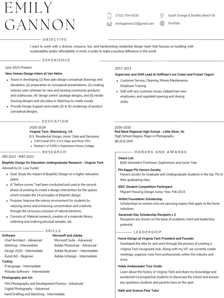 Emily Resume Senior Year | PDF | Art