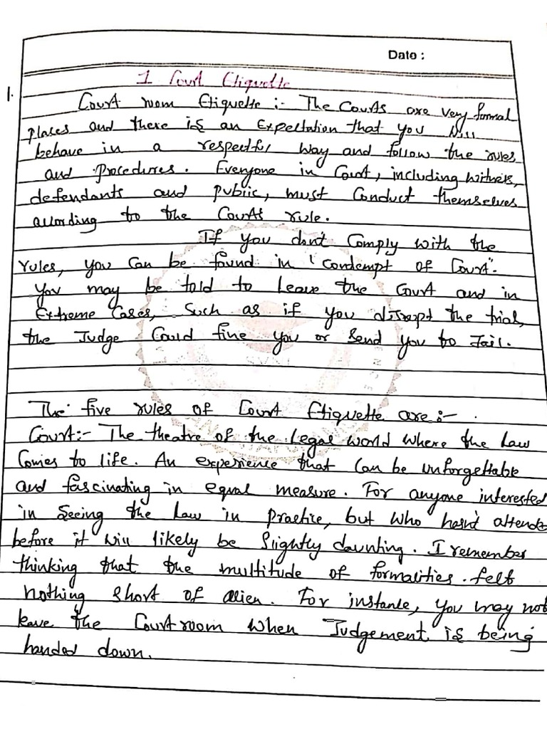 Moot Court Daily Dairy Internship Diary Notes | PDF