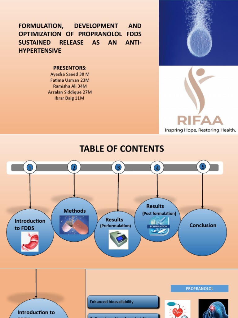 Formulation Development And Optimization Of Propranolol Fdds Sustained Release As An Anti