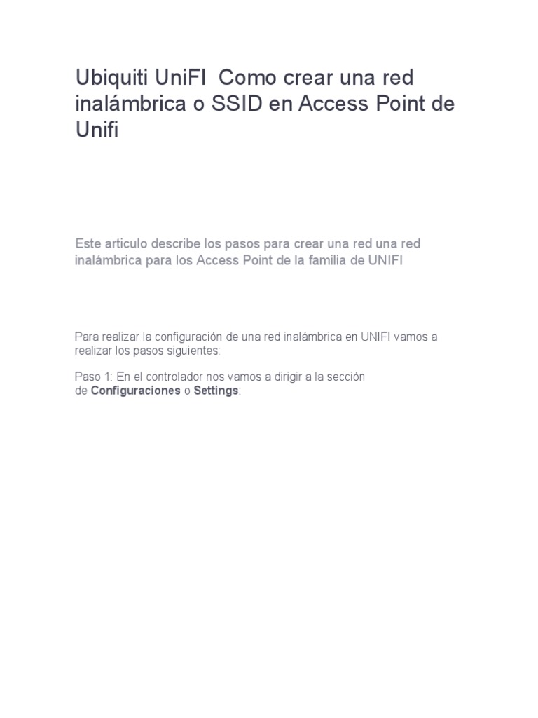 Crear SSID en Ubiquiti UniFi | PDF