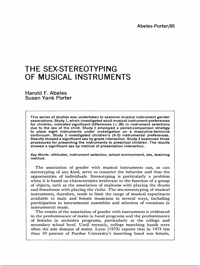 Abeles Porter 1978 The Sex Stereotyping of Musical Instruments | PDF