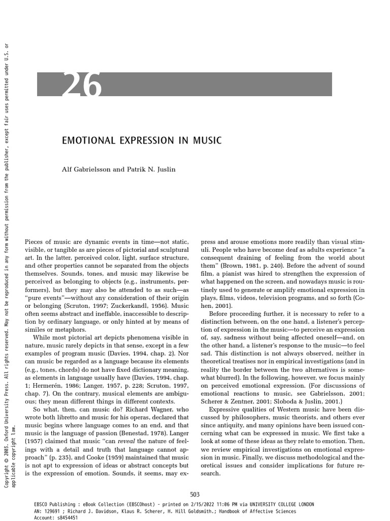 Gabrielsson & Juslin (2003) | PDF | Emotions