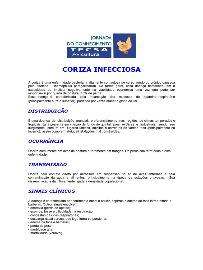 Coriza Infecciosa | PDF