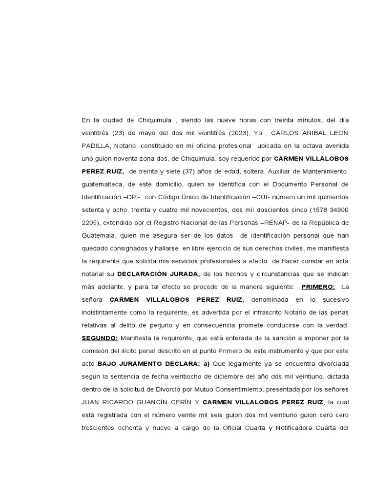 Acta Notarial Yesica Castañeda | PDF