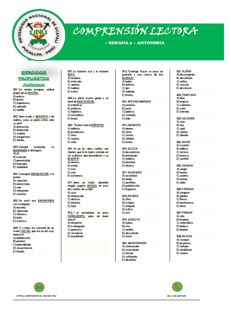 Semana 5 (2) Antonimos | PDF
