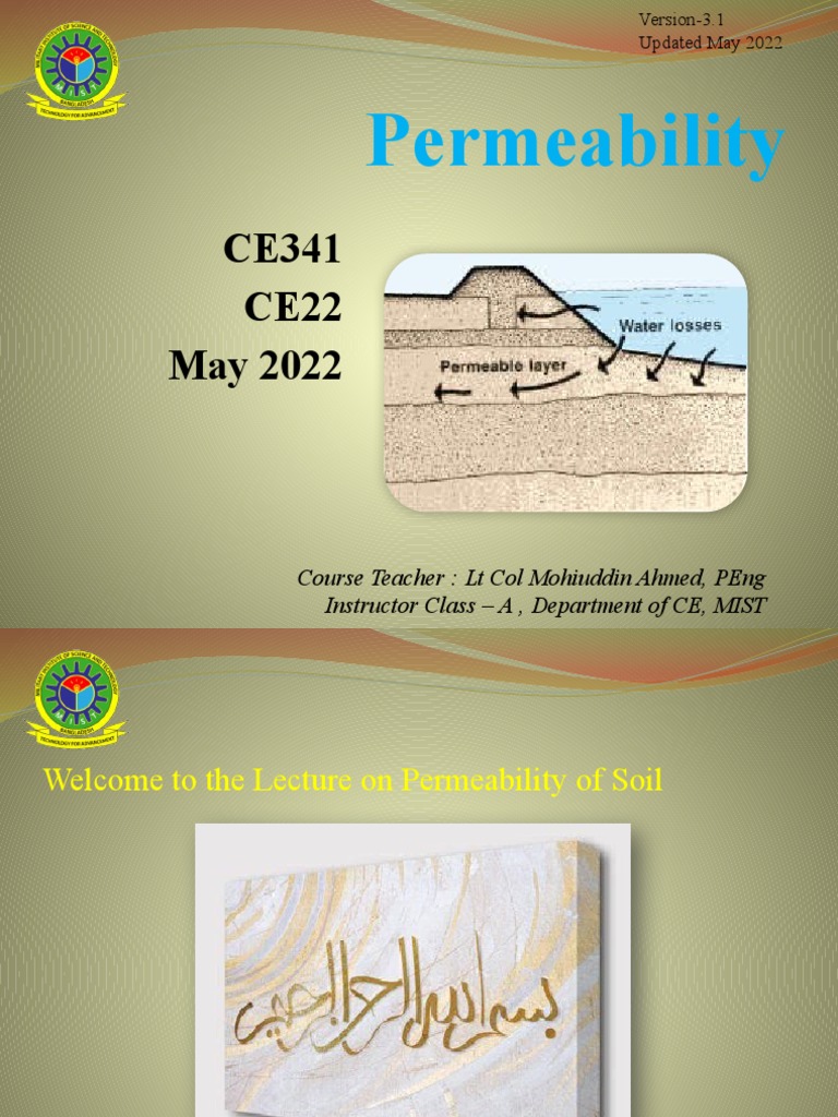 CE341 CE22 Wk5 6 Permeability | PDF
