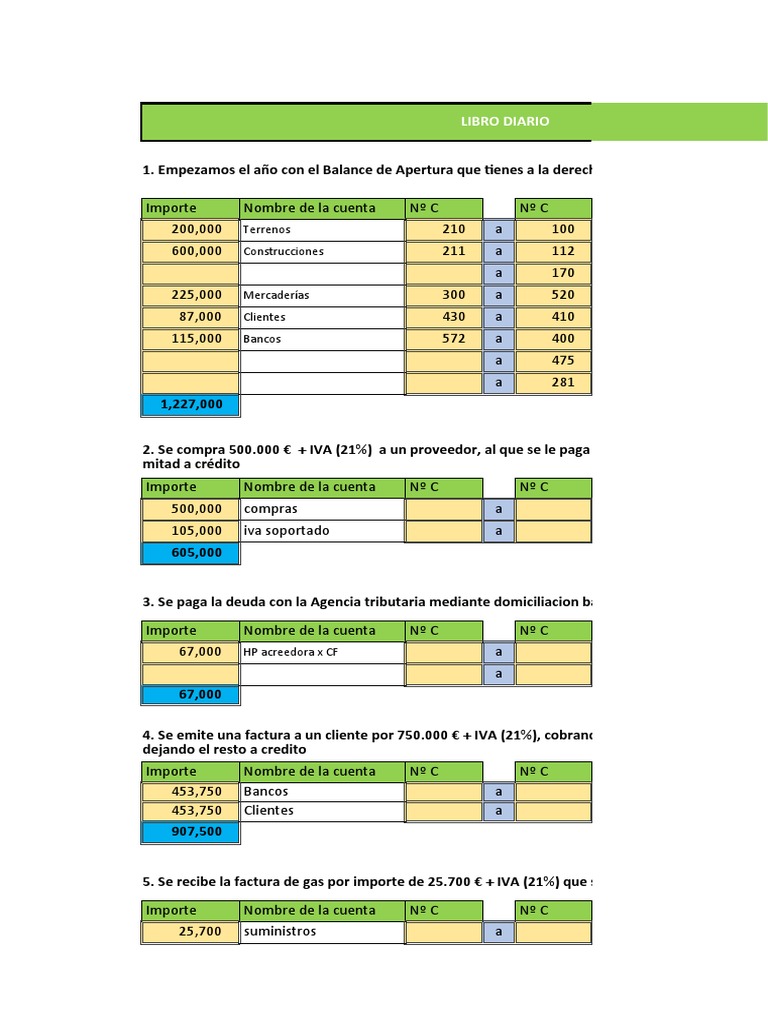 Ejercicio Ciclo Contable Excel 2 | PDF | Contabilidad | Mercado (economía)