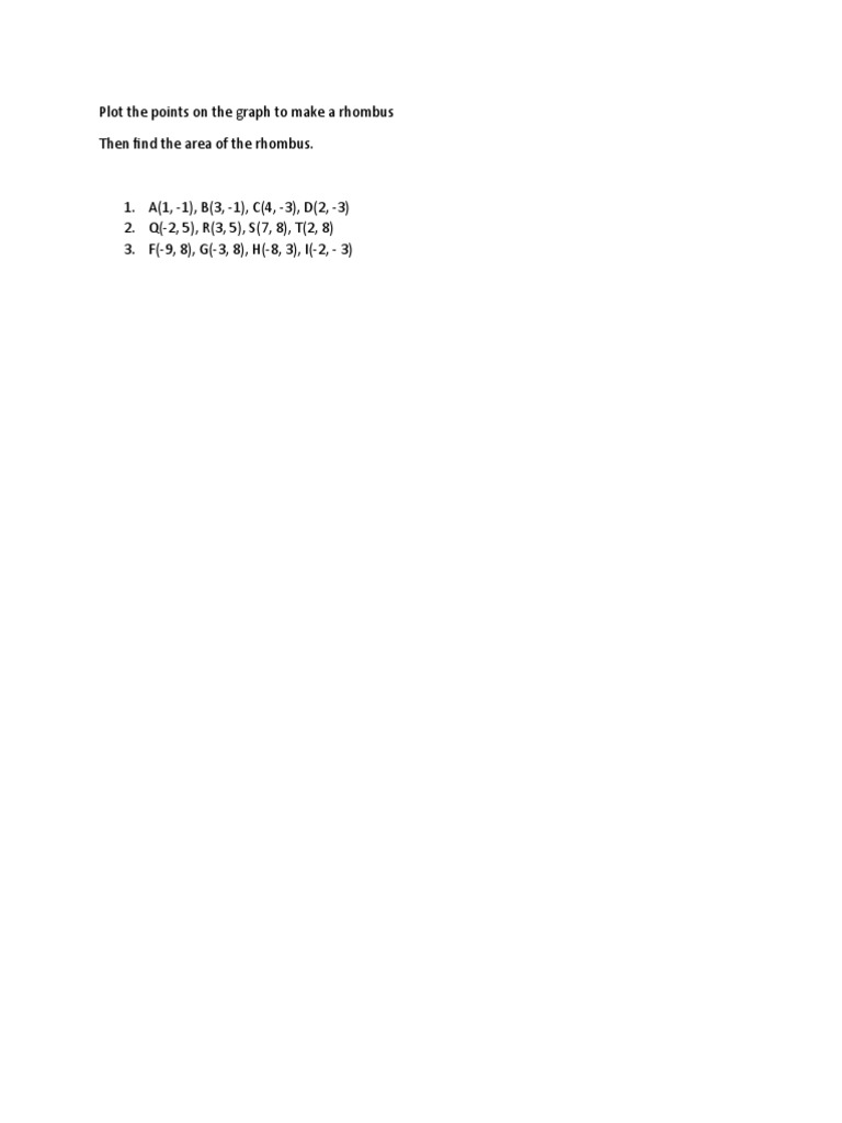 Plot The Points On The Graph To Make A Rhombus | PDF