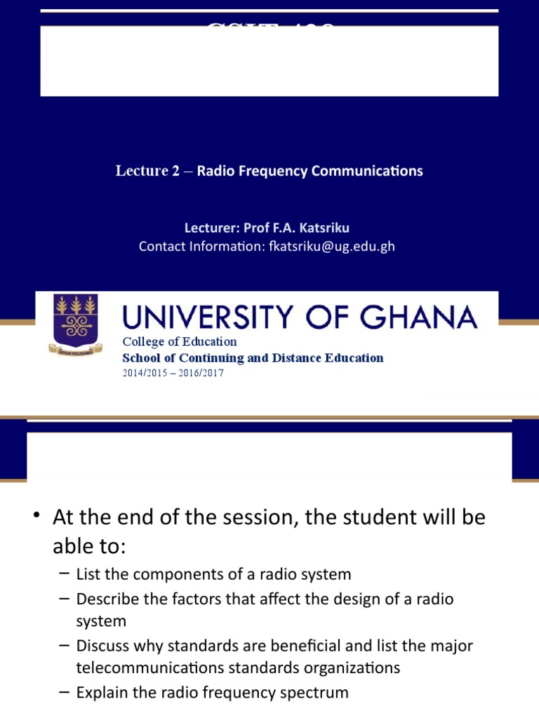 Lecture2 2023 DCIT428 | PDF | Channel Access Method | Radio Spectrum