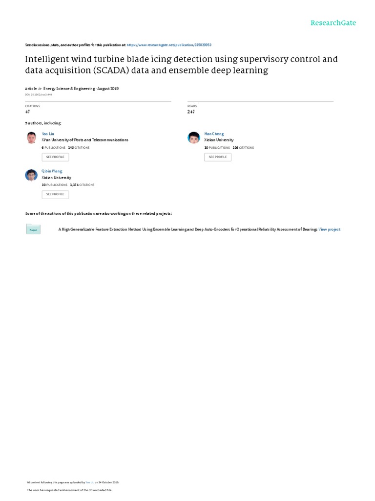 Intelligent Wind Turbine Blade Icing Detection Using Supervisory