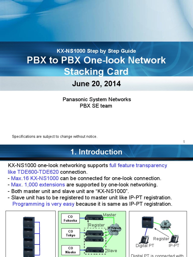 KX-NS1000 Step by Step Guide PBX To PBX One-Look Network Stacking Card | PDF | Computer ...